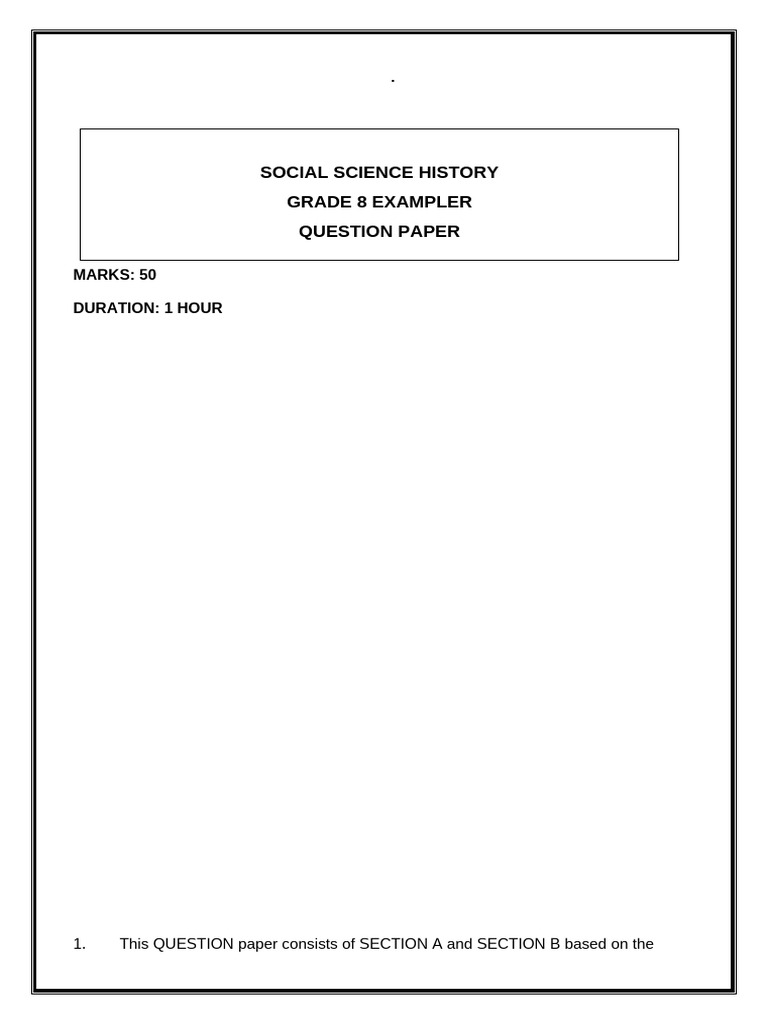 Social Science History Grade 8 Exampler Question Paper | PDF | Human ...