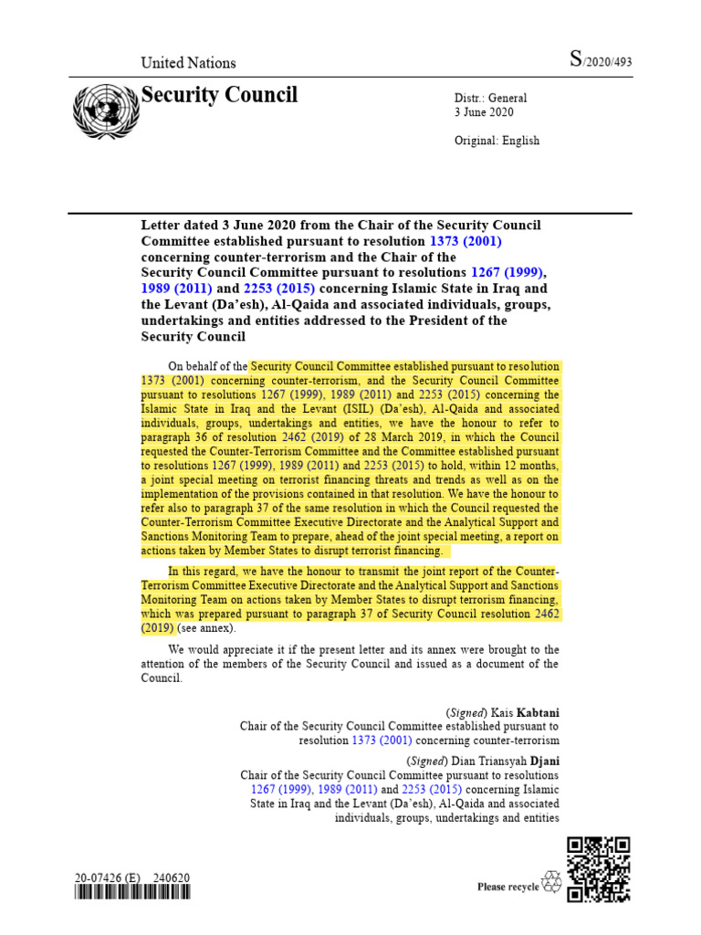 UN Report on Disrupting Terrorism Financing | PDF | Terrorism Financing