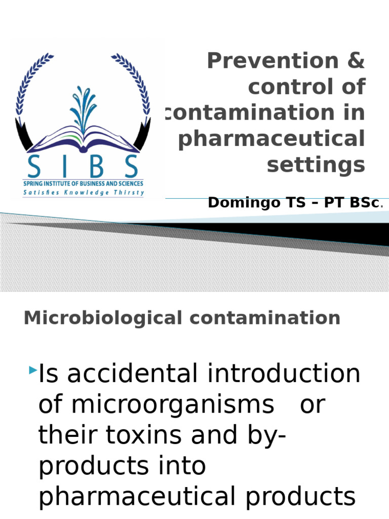Prevention and Control of Contamination in Pharmaceutical Settings ...
