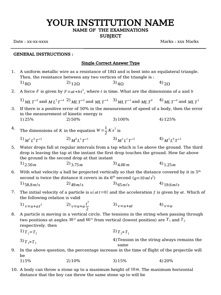 1) Question - Set 1 | PDF | Force | Torque