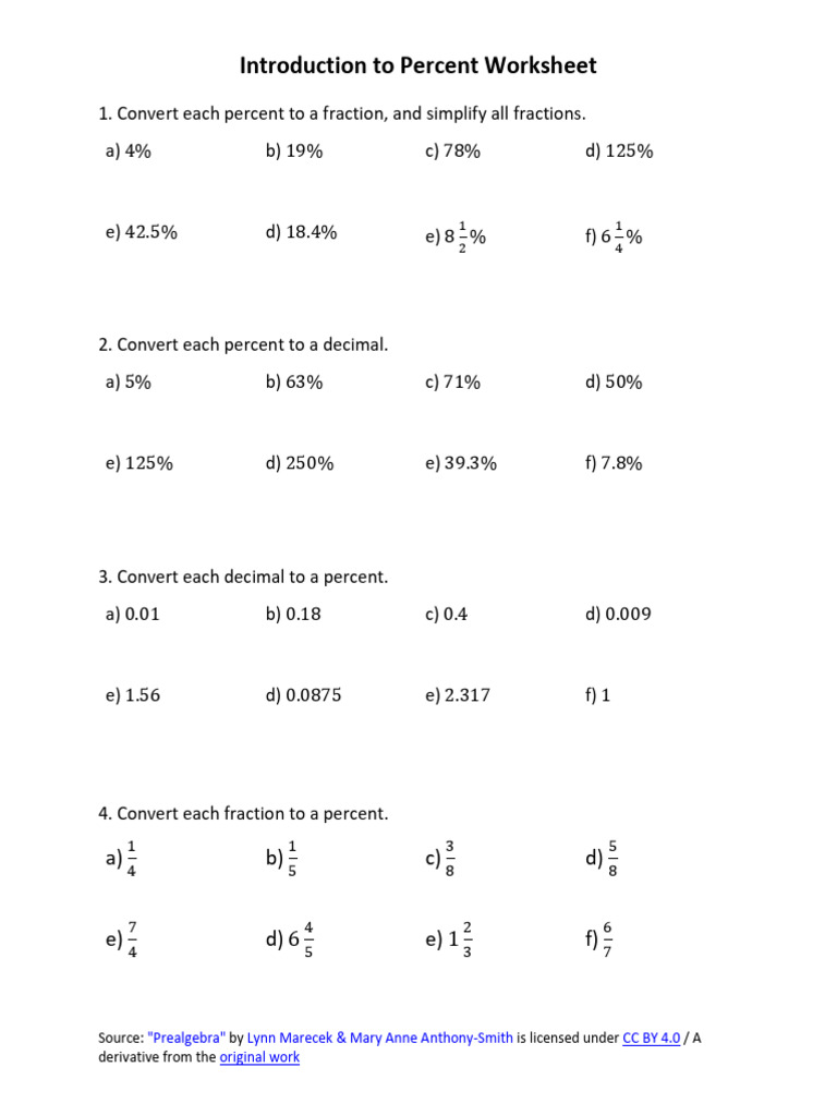 Introduction To Percent Worksheet | PDF | Mathematics | Lexicology