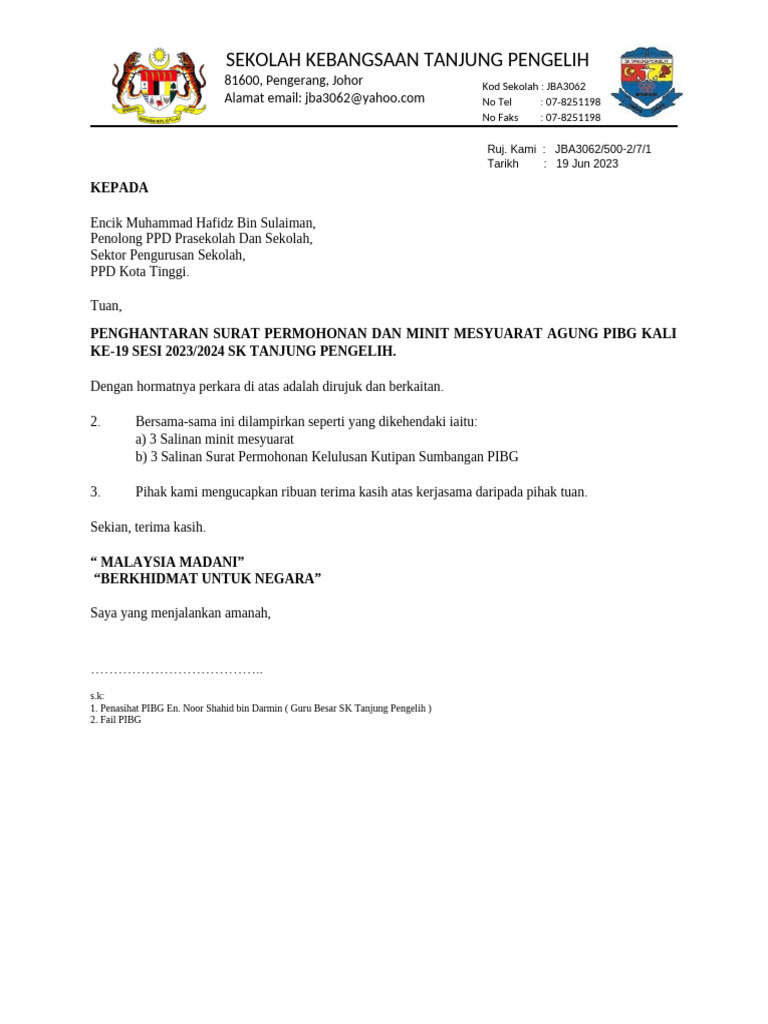 Surat hantar minit | PDF