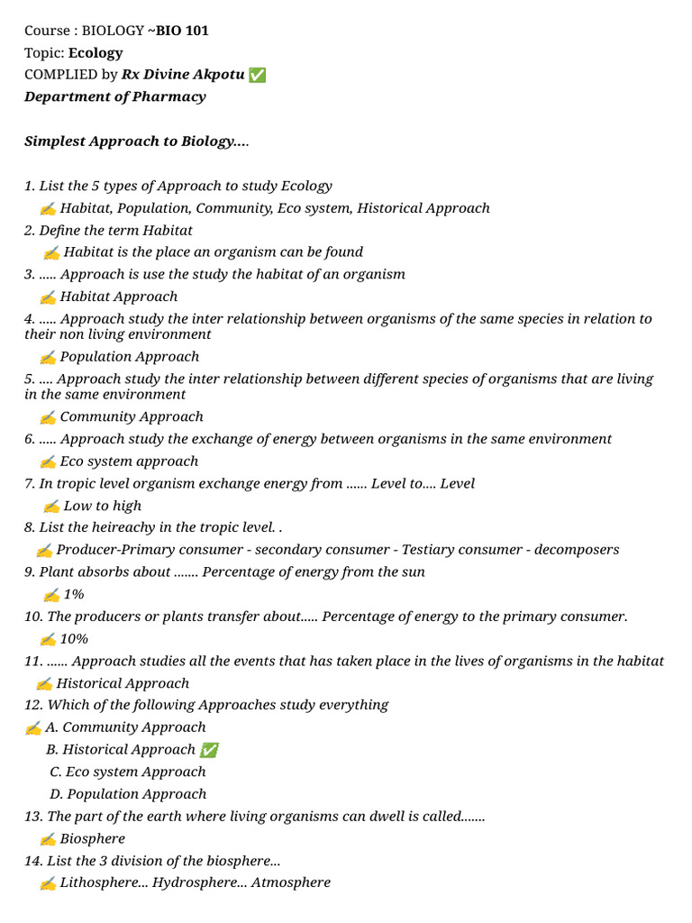 Bio 101 made easy | PDF | Habitat | Ecosystem