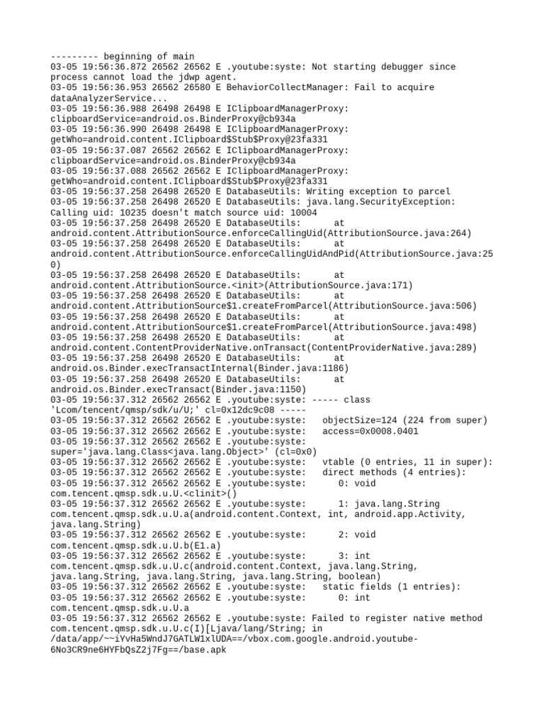 .Google - Android.youtube Logcat | PDF | Java (Programming Language) | Software Development