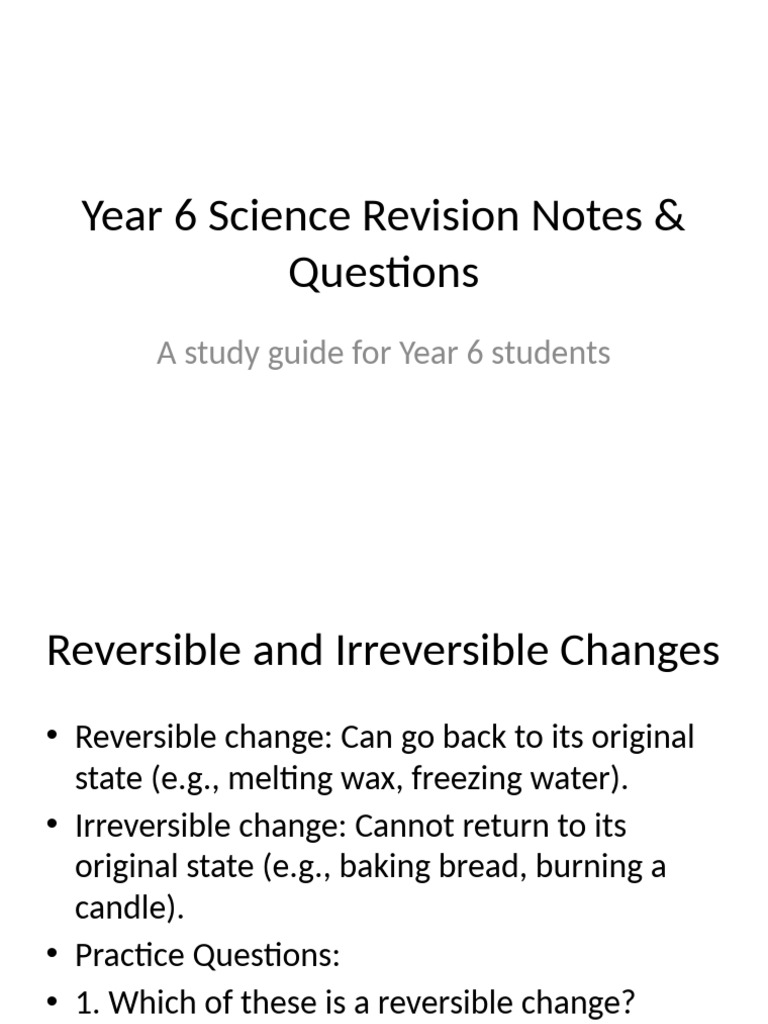 Year 6 Science Revision Notes | PDF