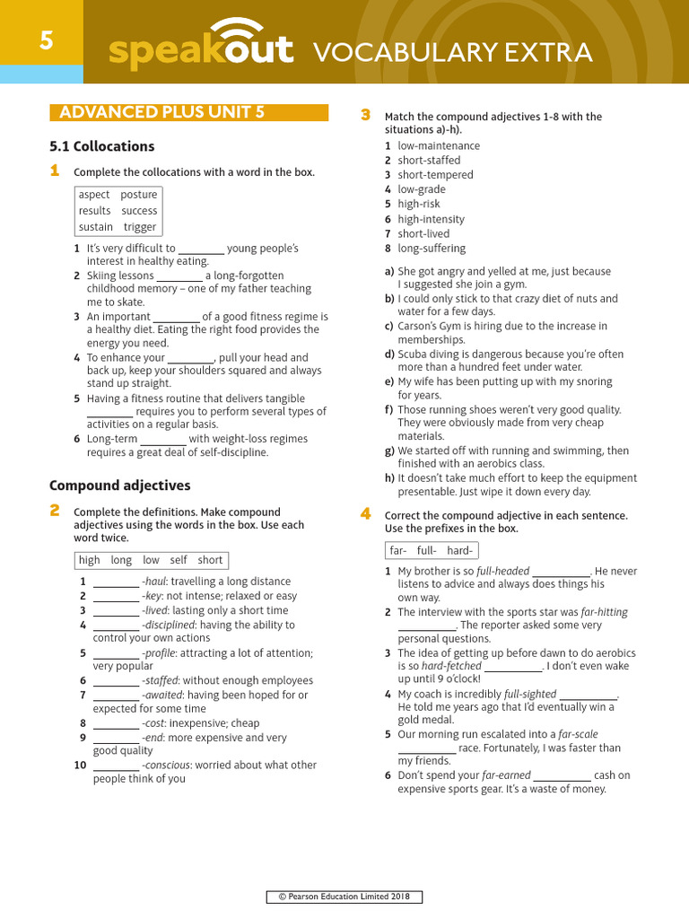 Speakout Vocabulary Extra Advanced Plus Unit 5 | PDF