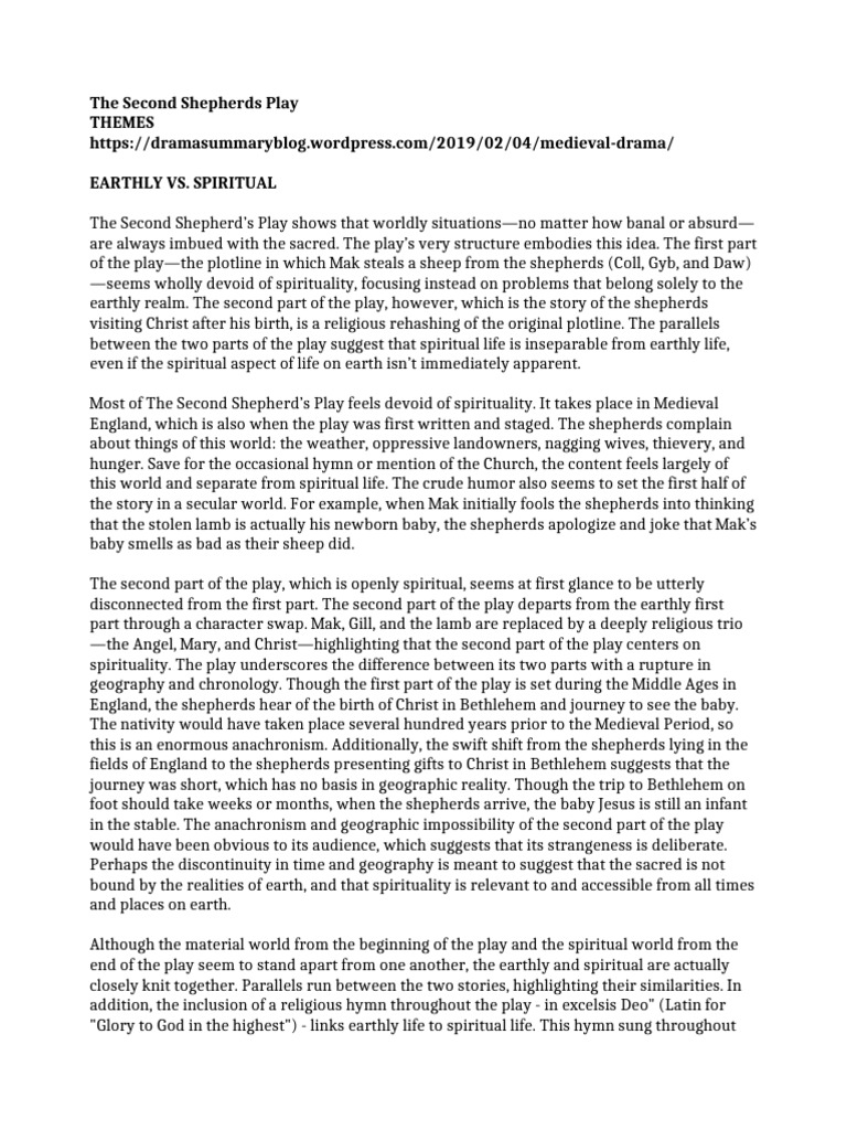 The Second Shepherds Play Themes | PDF | Nativity Of Jesus | Salvation