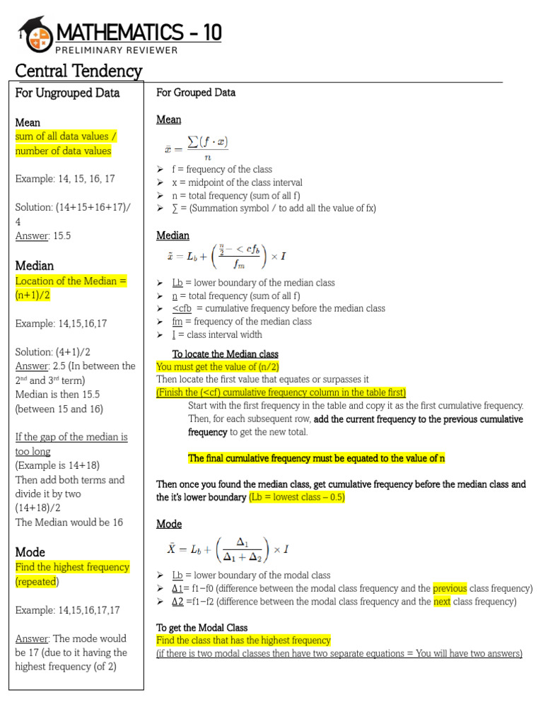 MATH PRELIM REVIEWER GR 10 Q4 | PDF | Summation | Mathematics