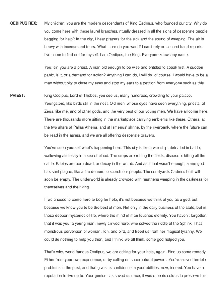 Oedipus Rex: The Plague of Thebes | PDF | Oedipus