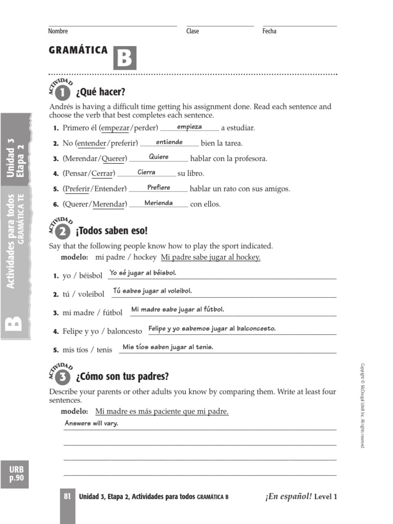 Actividades de gramática y deportes | PDF