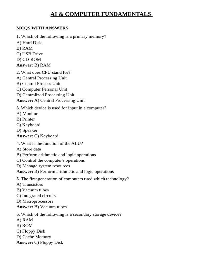AI Notes For Class 7th Session Ending Exam | PDF | Computer Data ...