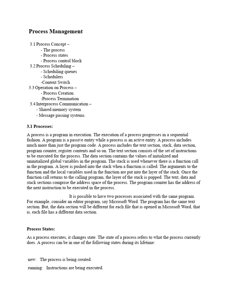 3 Process Management | PDF | Process (Computing) | Scheduling (Computing)
