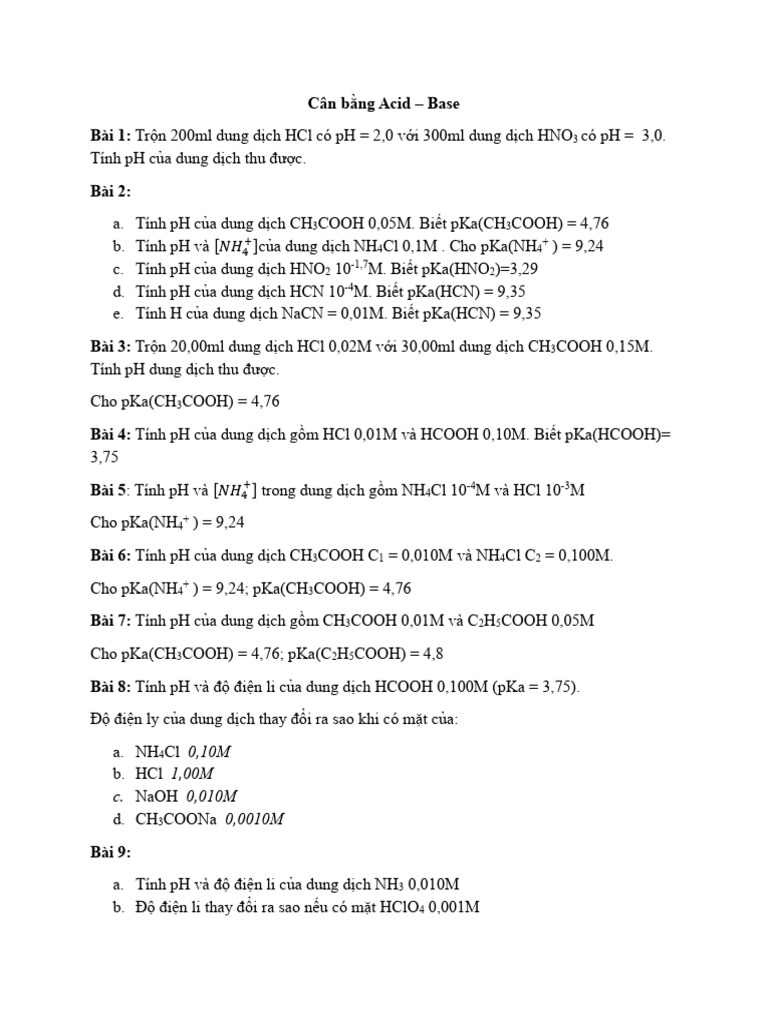 cân bằng acid-base 1 | PDF