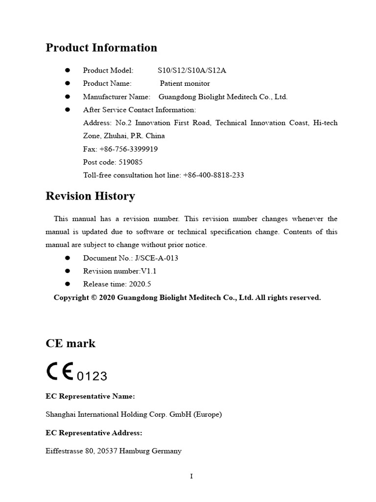 Patient Monitor User Manual V1.1 | PDF | Blood Pressure | Monitoring ...