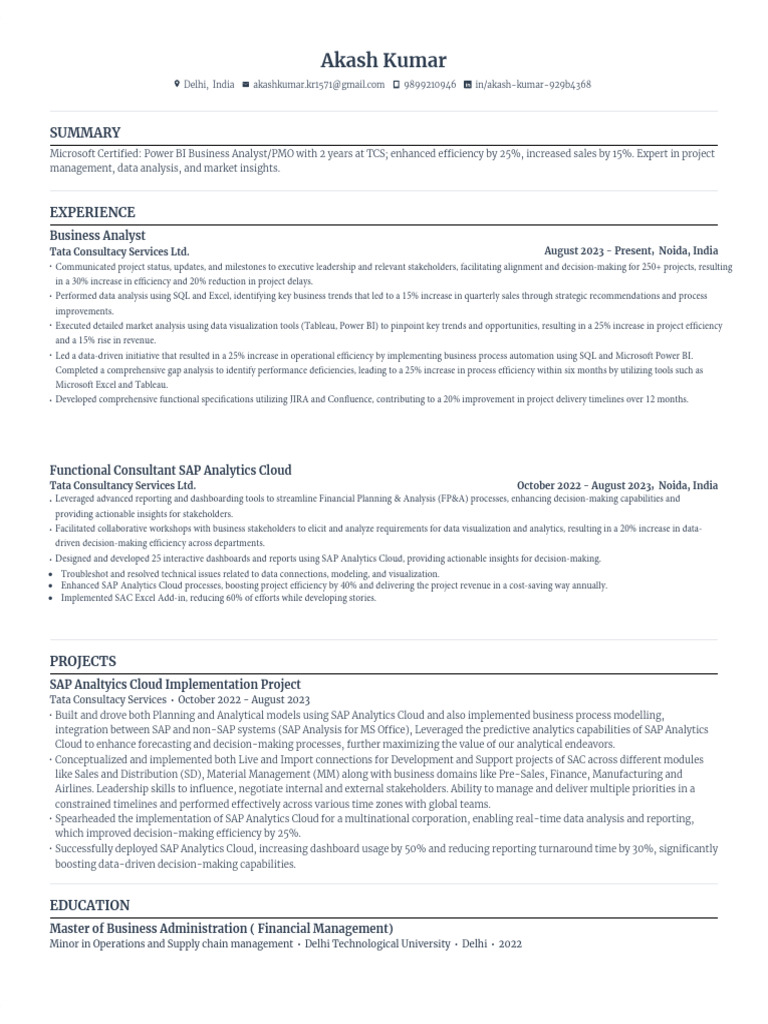 Akash Kumar - Business Analyst - Certified | PDF | Analytics | Cloud Computing