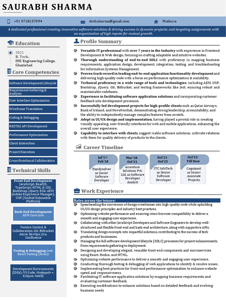 SAURABHSHARMA - 7y8m - Gurugram - React Developer | PDF | Software Development | Software ...