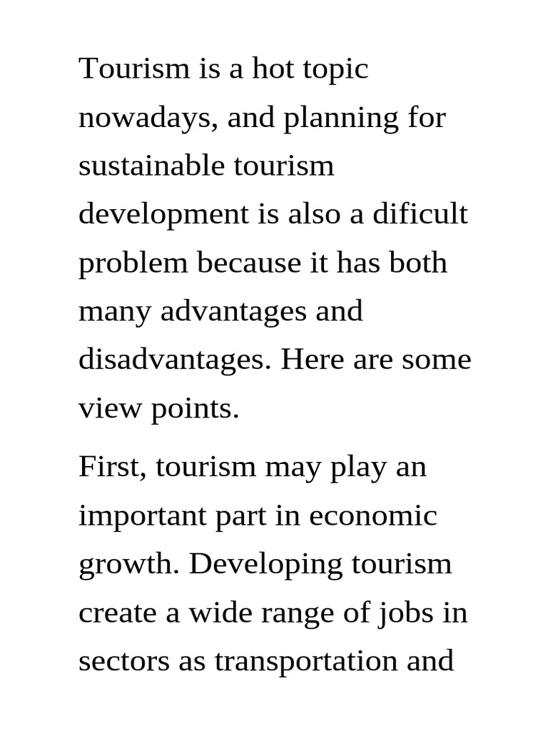 Sustainable Tourism: Pros and Cons | PDF