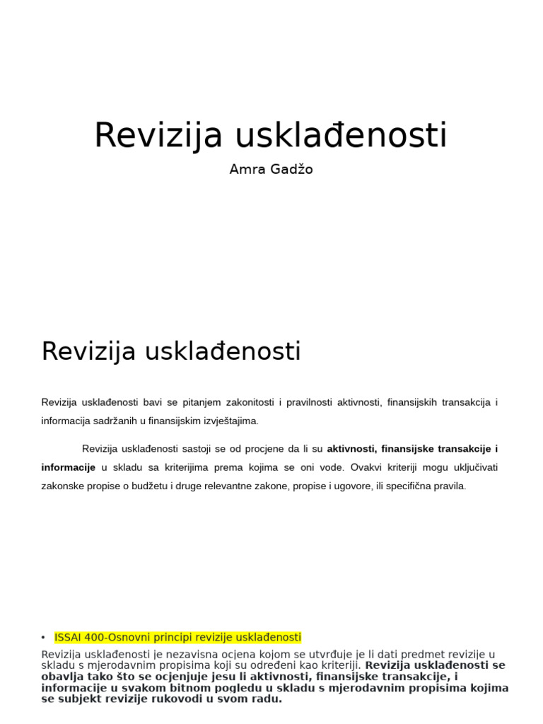 Revizija usklađenosti | PDF