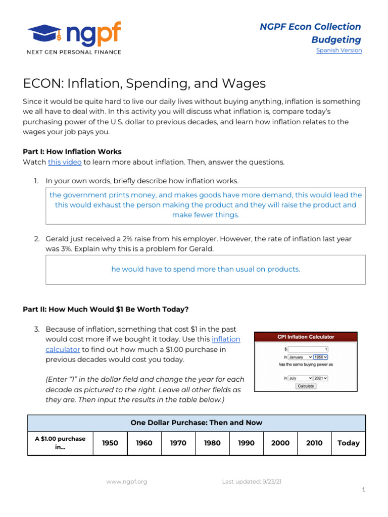 Inflation%2C+Spending%2C+And+Wages | PDF | Inflation | Salary