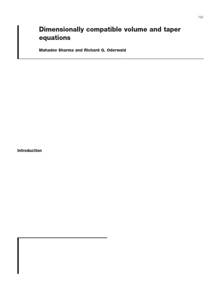 Dimensionally Compatible Volume and Taper Equations - Sharma - 2001 ...