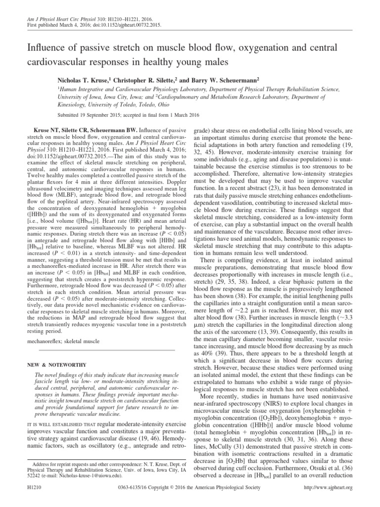 Influence of Passive Stretch | PDF | Hemodynamics | Blood Pressure
