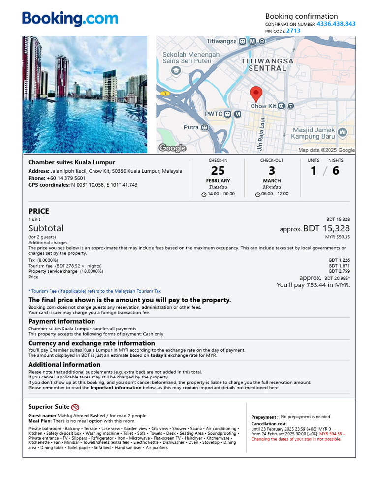 Booking.com_ Confirmation | PDF | Fee | Payments