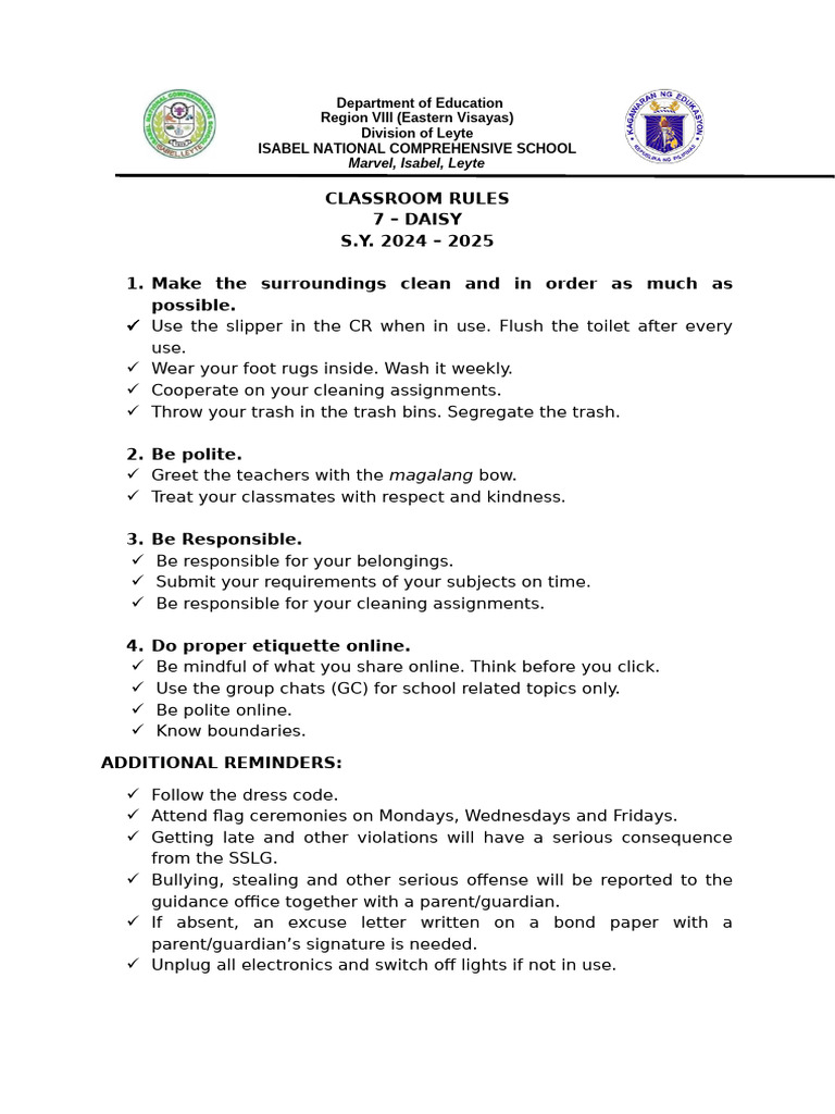 Classroom Rules | PDF