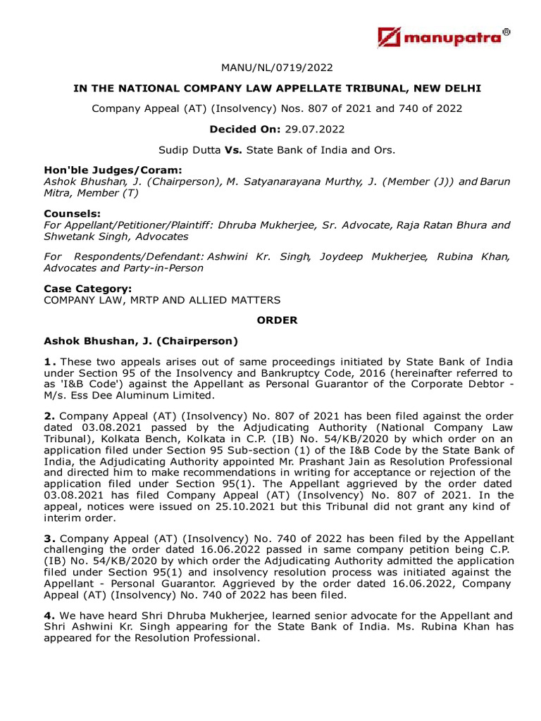 Sudip Dutta Vs State Bank of India and Ors 2907202NL2022290922175812193COM705228-2 | PDF ...