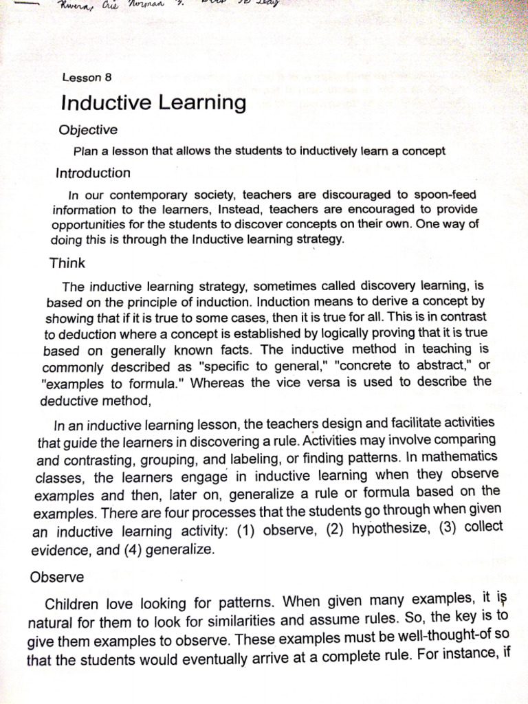 INDUCTIVE LEARNING | PDF