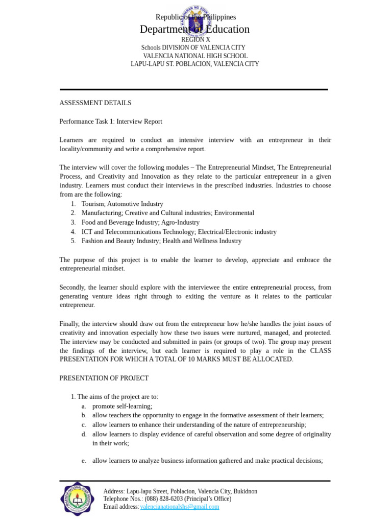 Entrep Performance Task 1new1 | PDF | Entrepreneurship | Learning