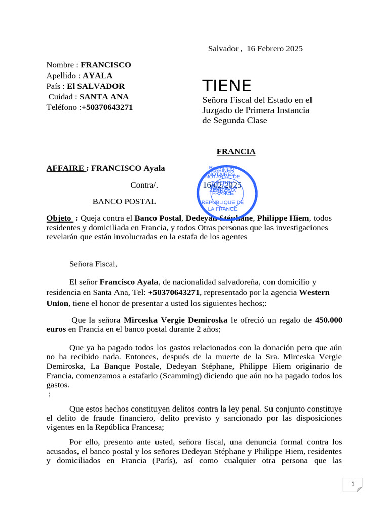 Plainte | PDF | Fiscal | Justicia