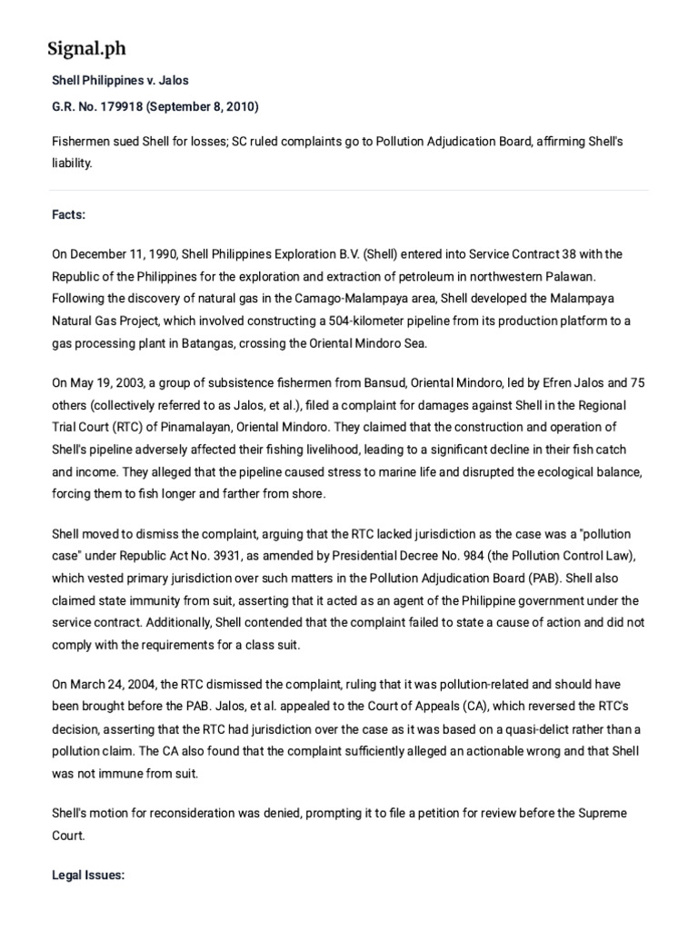 Shell Liability in Fishermen's Pollution Case | PDF | Lawsuit | Complaint