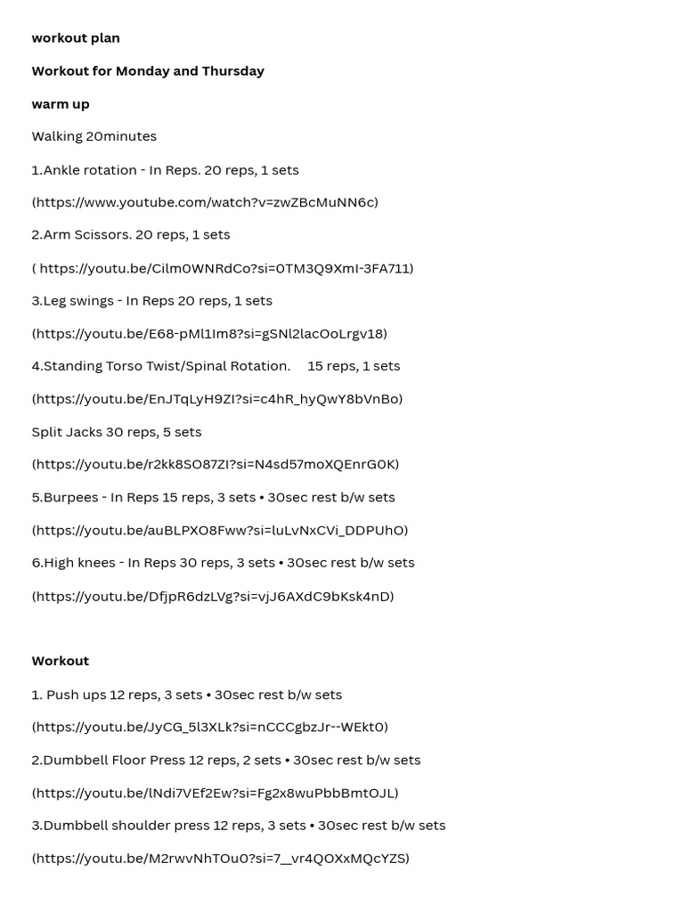 Workout Plan DB Base | PDF | Physical Exercise | Musculoskeletal System