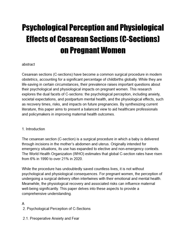 C-Sections: Psychological and Physiological Impact | PDF | Caesarean ...