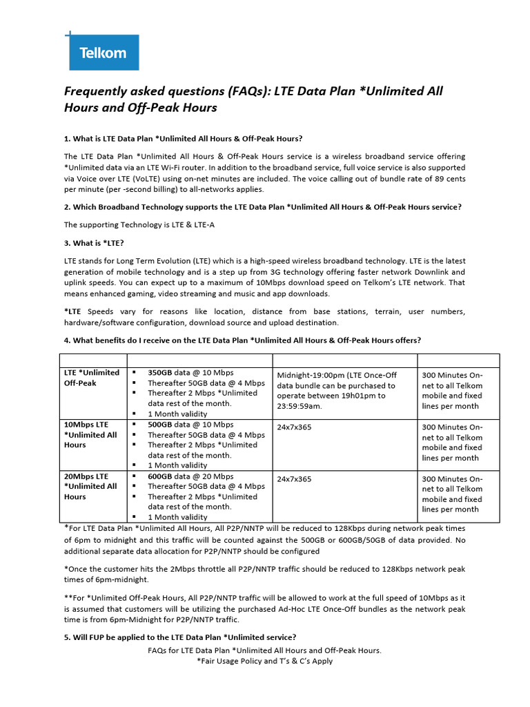 Frequently Asked Questions - LTE Unlimited All Hours and Off-Peak Hours ...