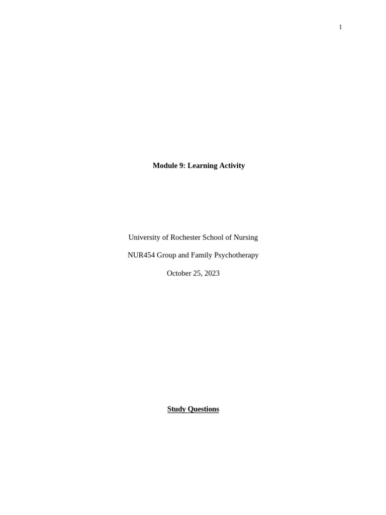 Module 9 Learning Activities | PDF | Psychotherapy | Humanistic Psychology