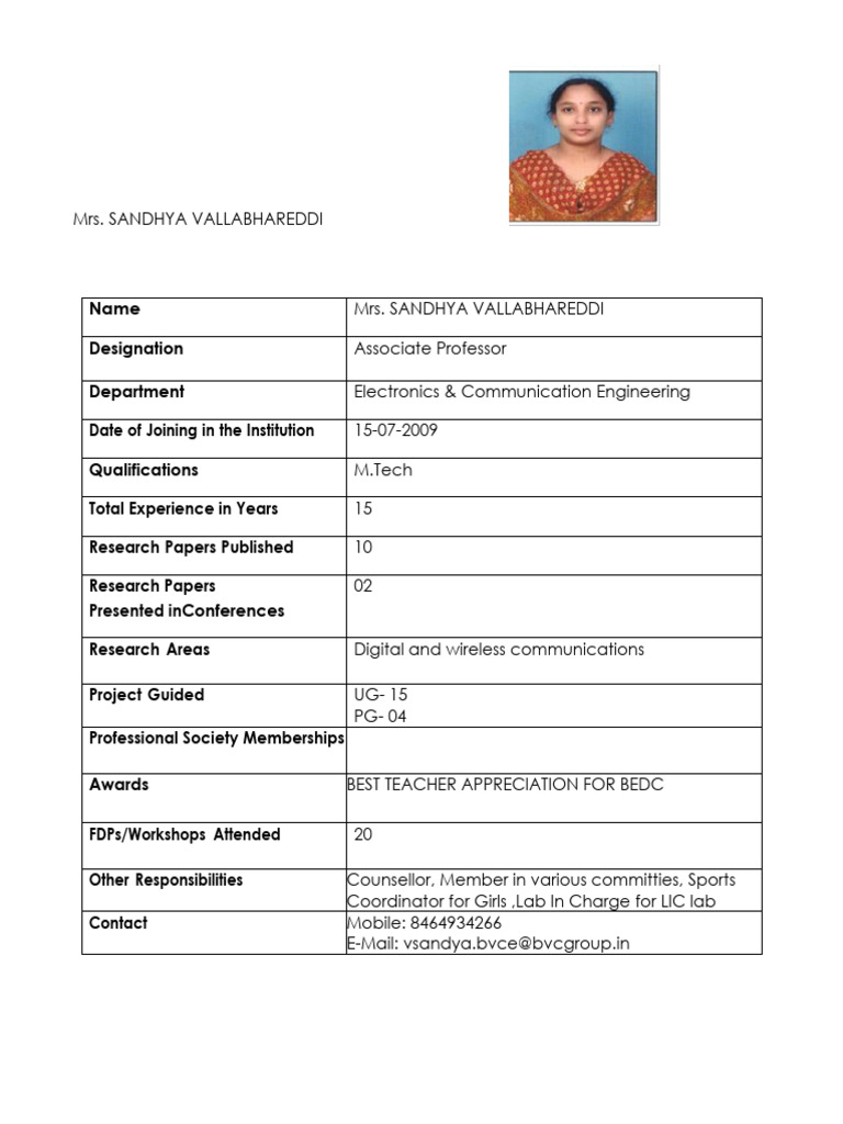 Sandya Profile | PDF