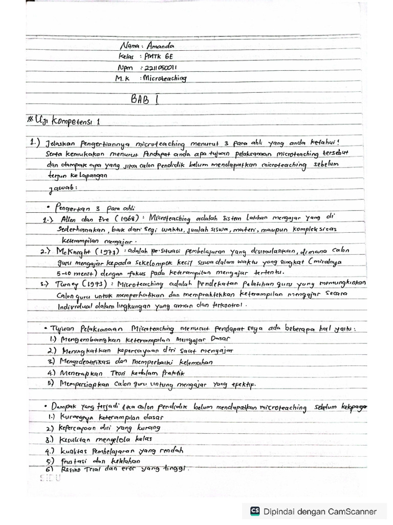 Amanda_bab 1-5 Microteaching | PDF