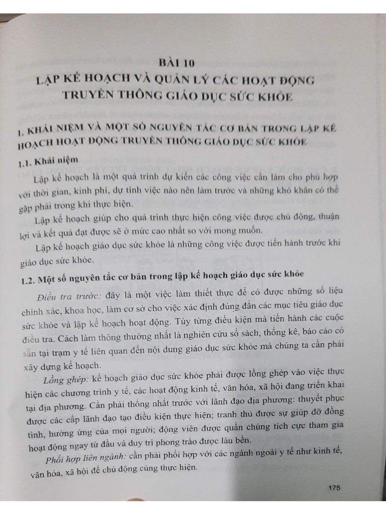 Lập KH và quản lý các hoạt động TT GDSK | PDF