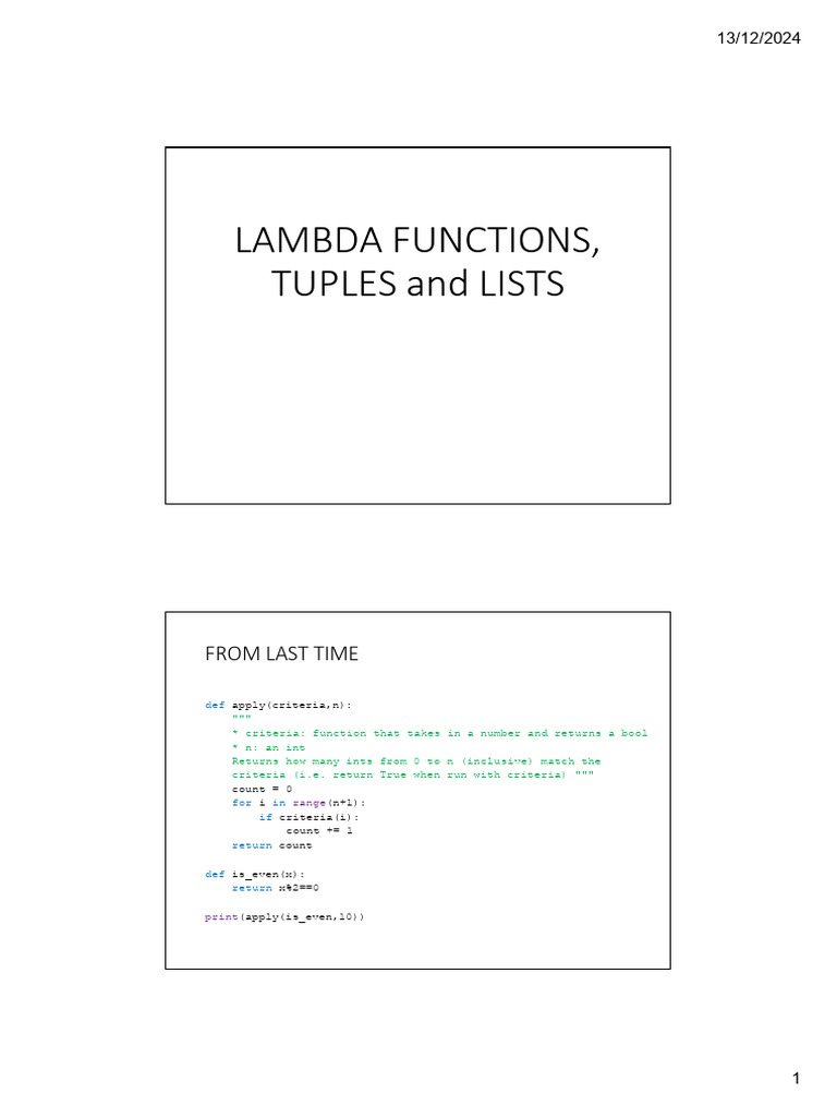 6 Tuples listes | PDF | Anonymous Function | Object Oriented Programming 6 Tuples listes | PDF | Anonymous Function | Object Oriented Programming