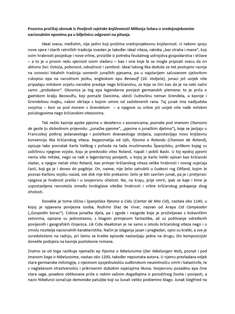 E Solar Srednjovjekovni Epovi | PDF