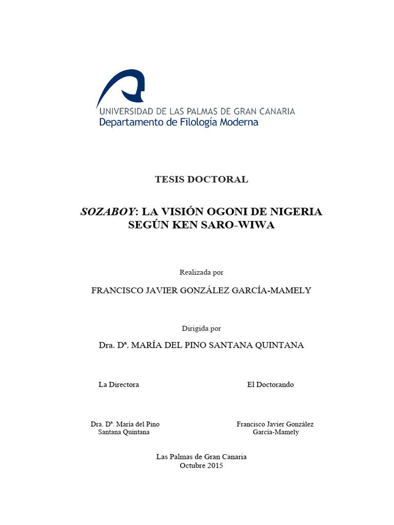 Sozaboy:: La Visión Ogoni de Nigeria Según Ken Saro-Wiwa | PDF ...