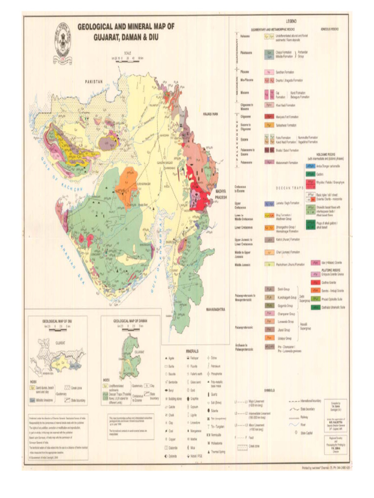 Geological Map of Gujarat_Daman_Diu | PDF