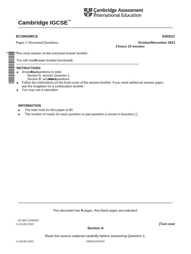 Cambridge IGCSE Economics Paper 2 Guide | PDF | Labour Economics | Taxes