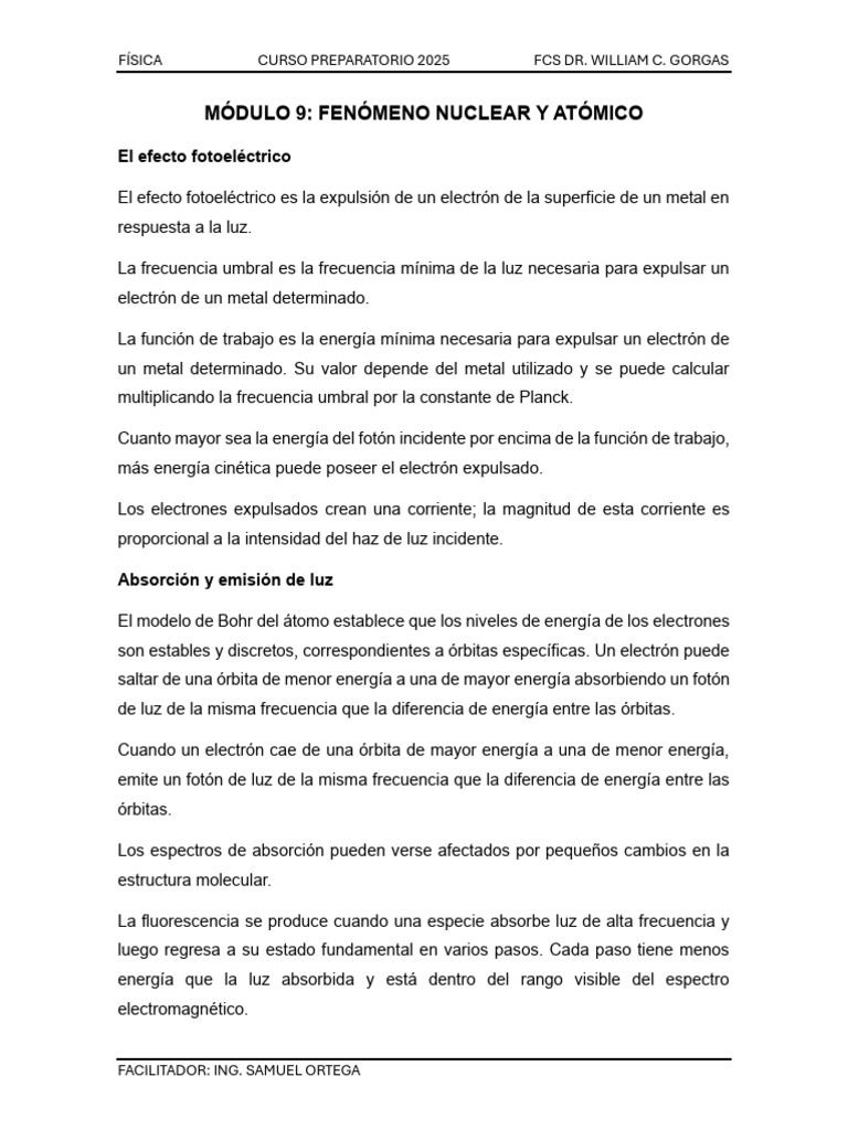 Módulo 9 Fenomenos Nucleares y Atómicos 1 | PDF | Física nuclear | Núcleo atómico