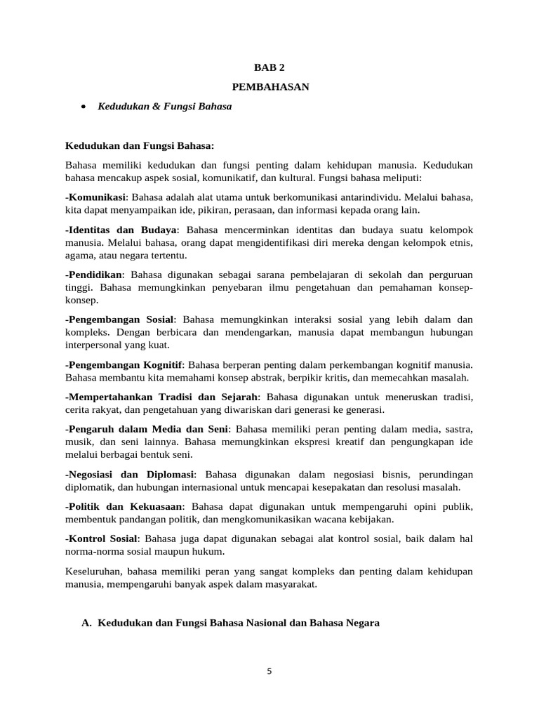 Bab 2 Pembahasan Bahasa Indonesia | PDF
