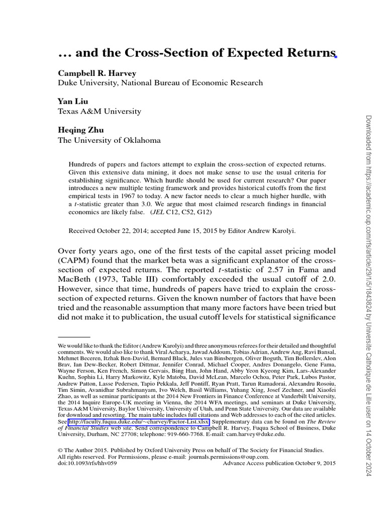 And The Cross-Section of Expected Returns | PDF | Type I And Type Ii ...