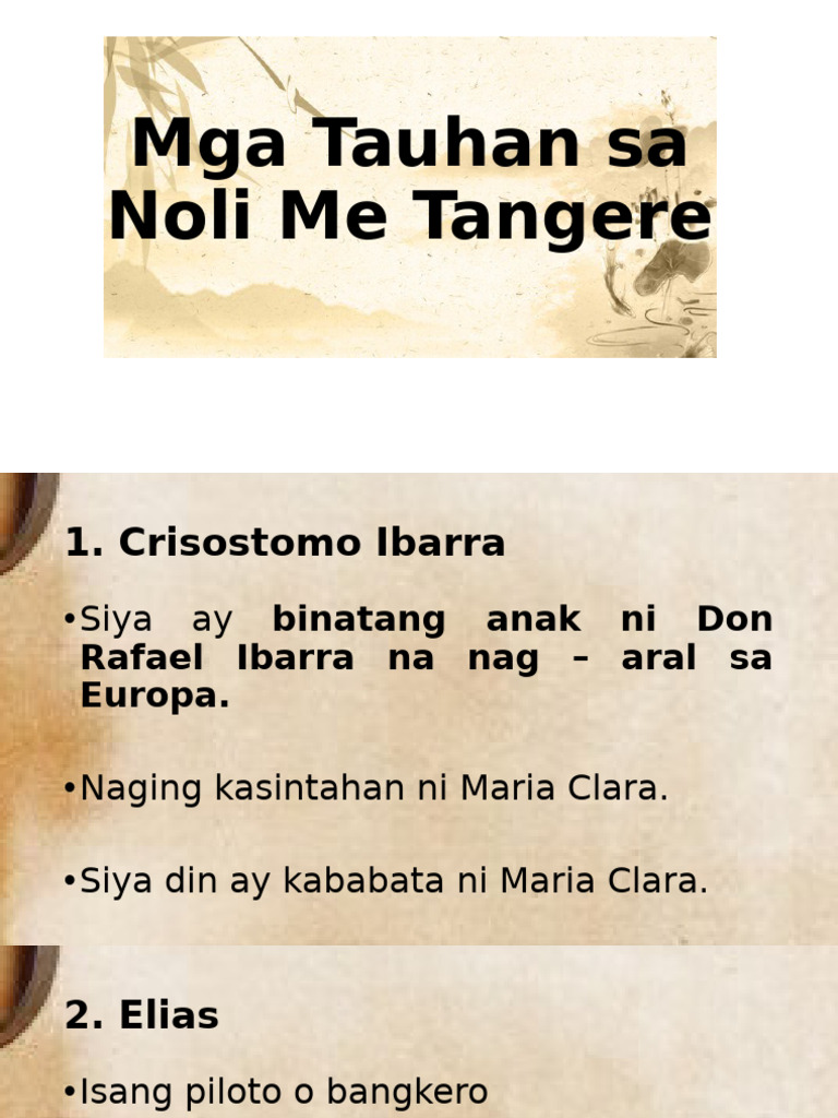 Mga Tauhan Sa Noli Me Tangere | PDF