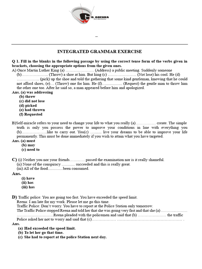 G-11 Integrated Grammar.2 | PDF