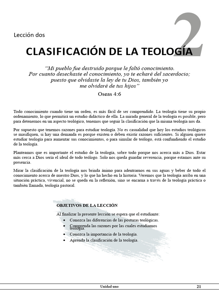 02-Leccion 02 (Clasificación de La Teología) | PDF | Teología | Biblia